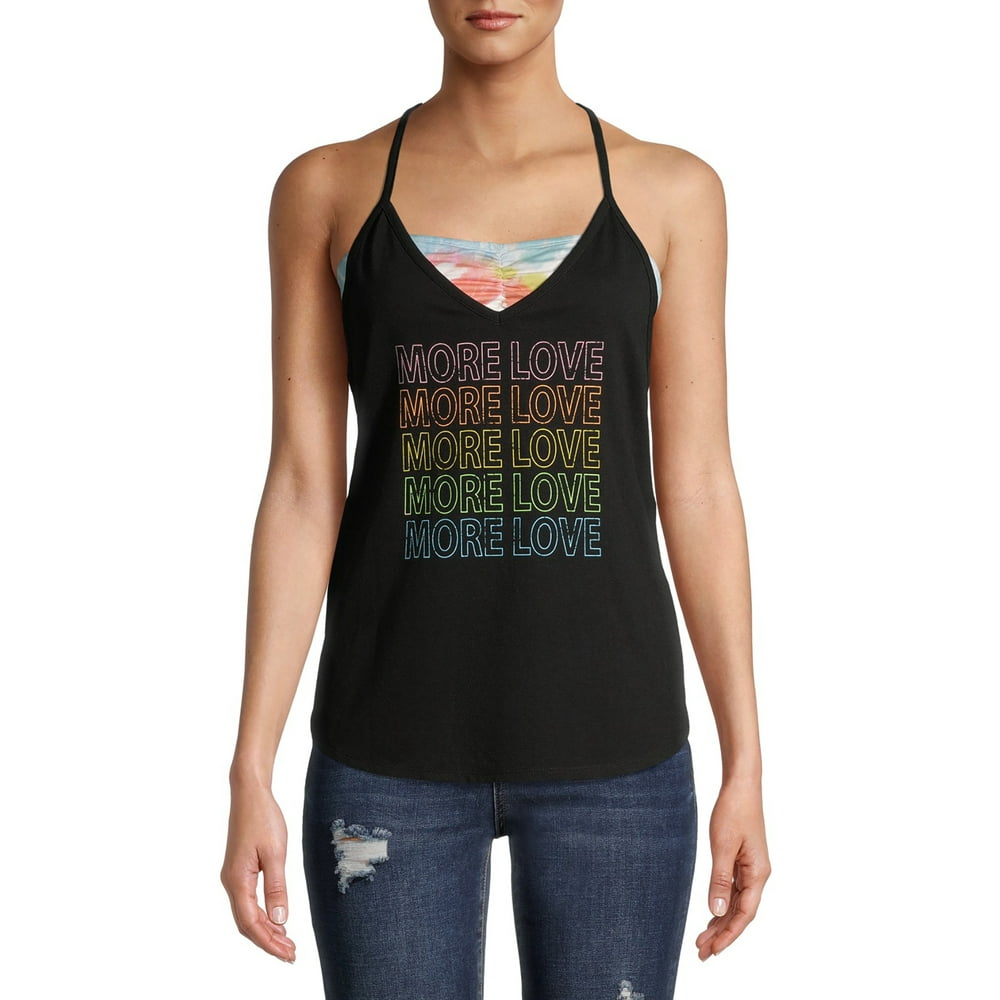No Boundaries - No Boundaries Juniors’ Lattice Back Tank Top - Walmart ...
