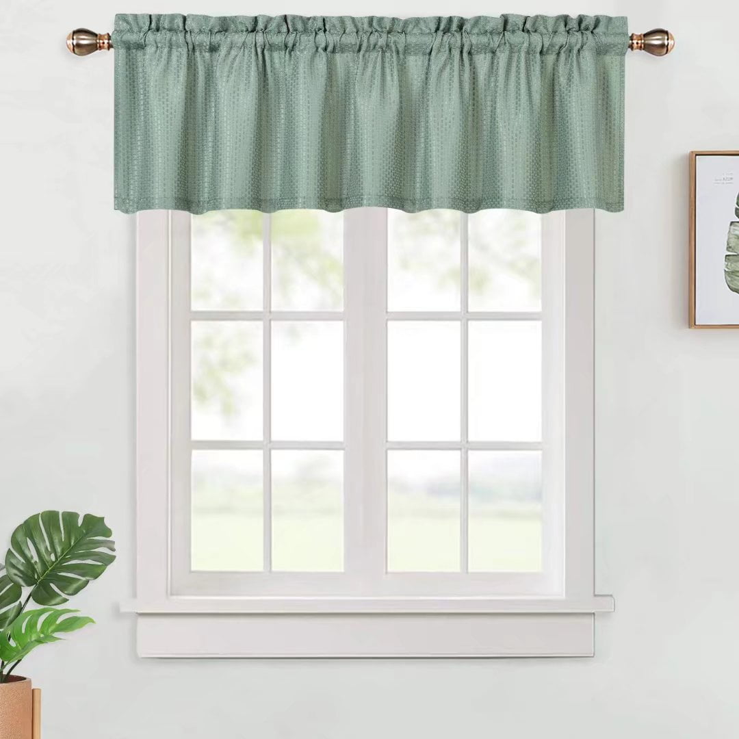 Haperlare 60"Wx15"L Waffle Weave Cafe Valances Light Filtering Kitchen ...