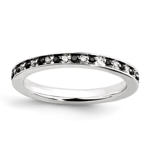 Jewelrypot - Black and White Diamond Sterling Silver Ring - Walmart.com ...