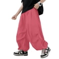 Boys Elastic Waist Wide Leg Parachute Pants, Casual Solid Color Baggy ...