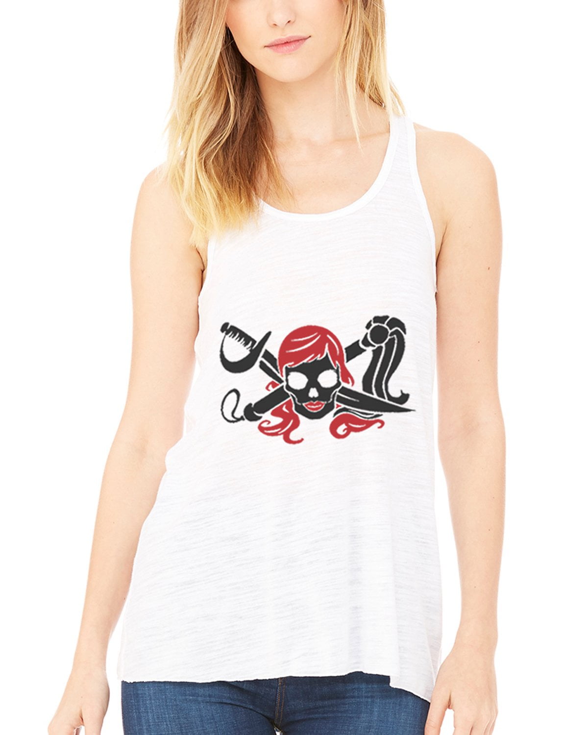Women's Pirate Printed Flowy Racerback Tank Top - Walmart.com