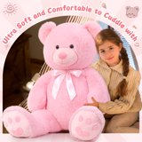 MorisMos Jumbo Fluffy 4ft Giant Pink Teddy Bear Stuffed Animal, Big ...