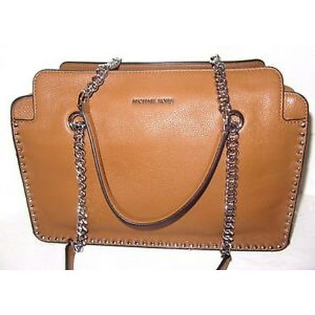 Michael Kors Astor large Satchel Acorn Luggage Leather Studded Handbag ...