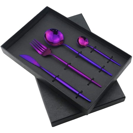 Silverware Set 4Pcs Set Black Set 304 Stainless Steel Dinner Set Fork ...