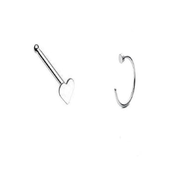 Nose Hoop 5/16 and Stud L-shape with Heart Package of Nose ring jewelry ...