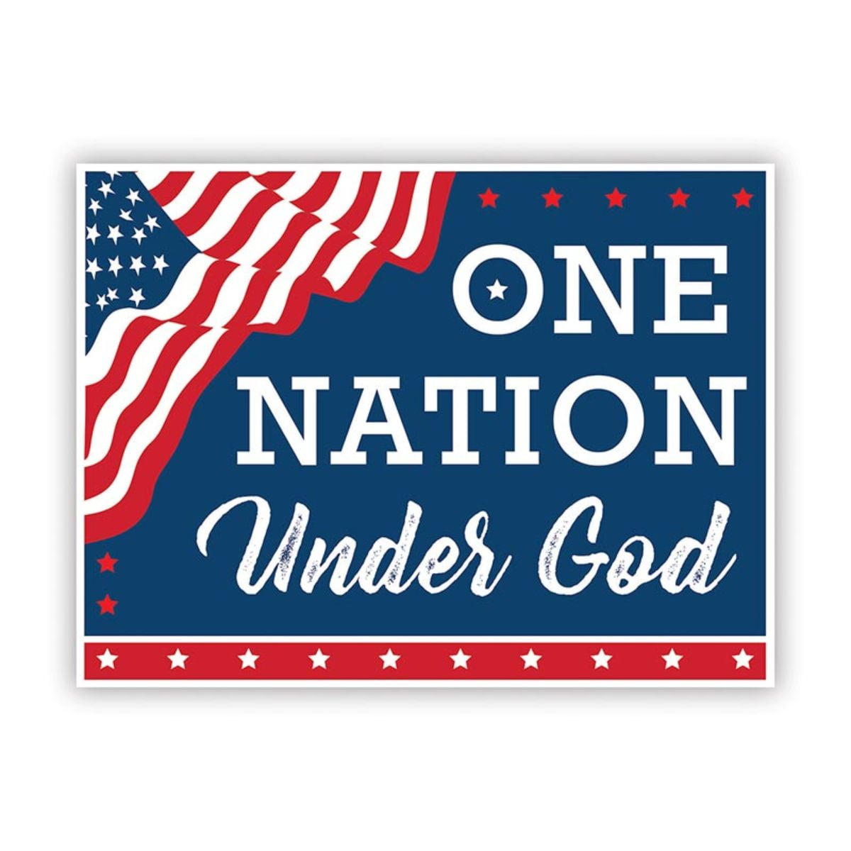 24" Blue, Red and White One Nation Under God Outdoor Yard Sign ...