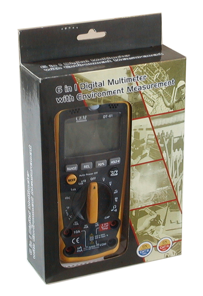 CEM DT-61 6-in-1 Industrial Thermometer Light Humidity Sound Meter NCV Multimeter - Walmart.com