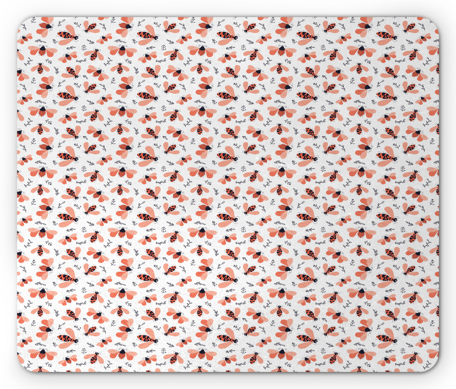 Insects Mouse Pad, Bicolour Repeating Pattern with Leafy Branches and ...