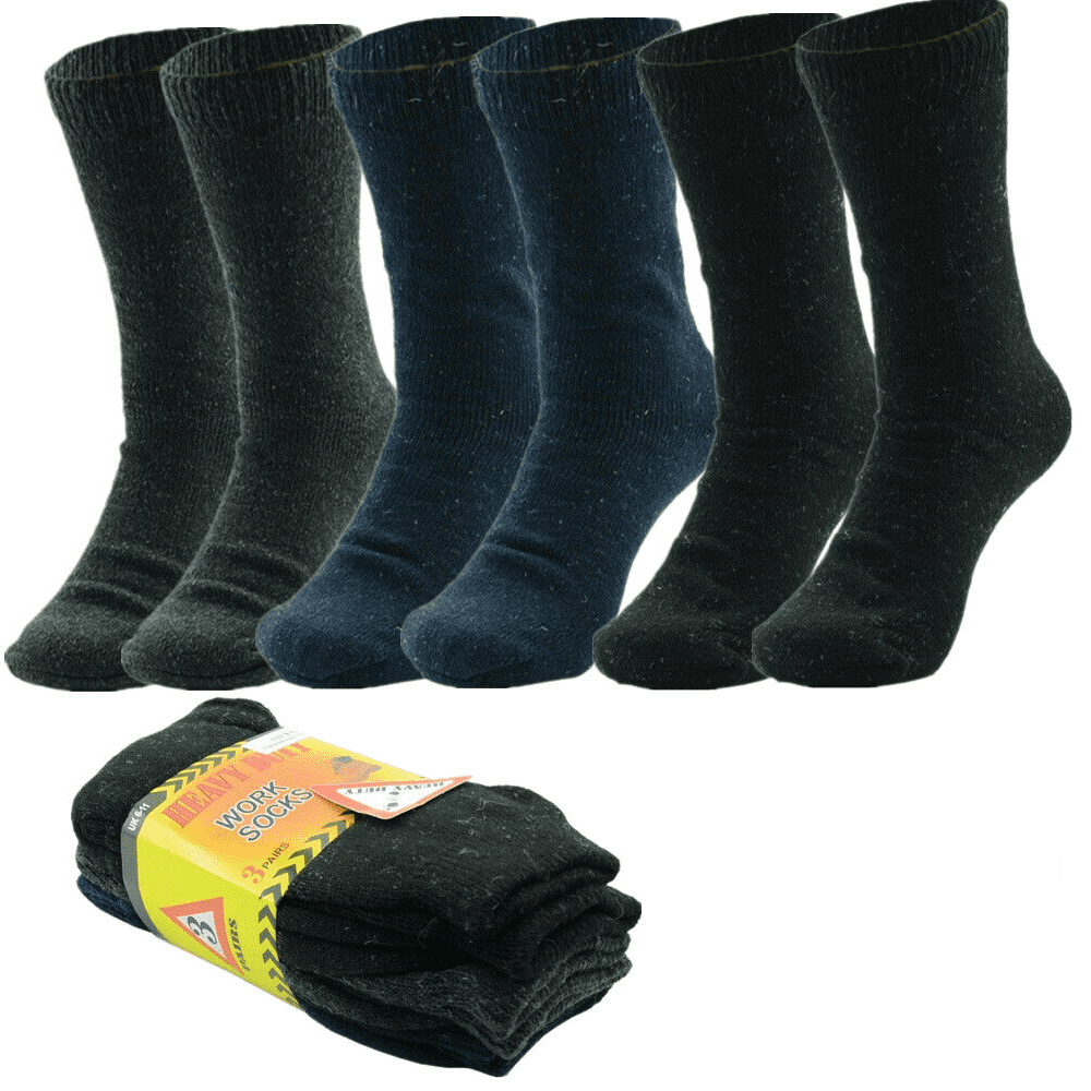 3 Pairs Mens Heavy Duty Winter Thermal Work Boots Wool Cotton Crew ...