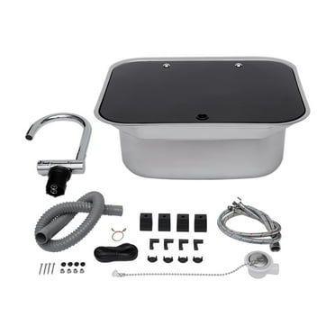 TOOL1SHOoo Small Drain Mobile RV Caravan Kitchen Sink with Cover, 304 ...