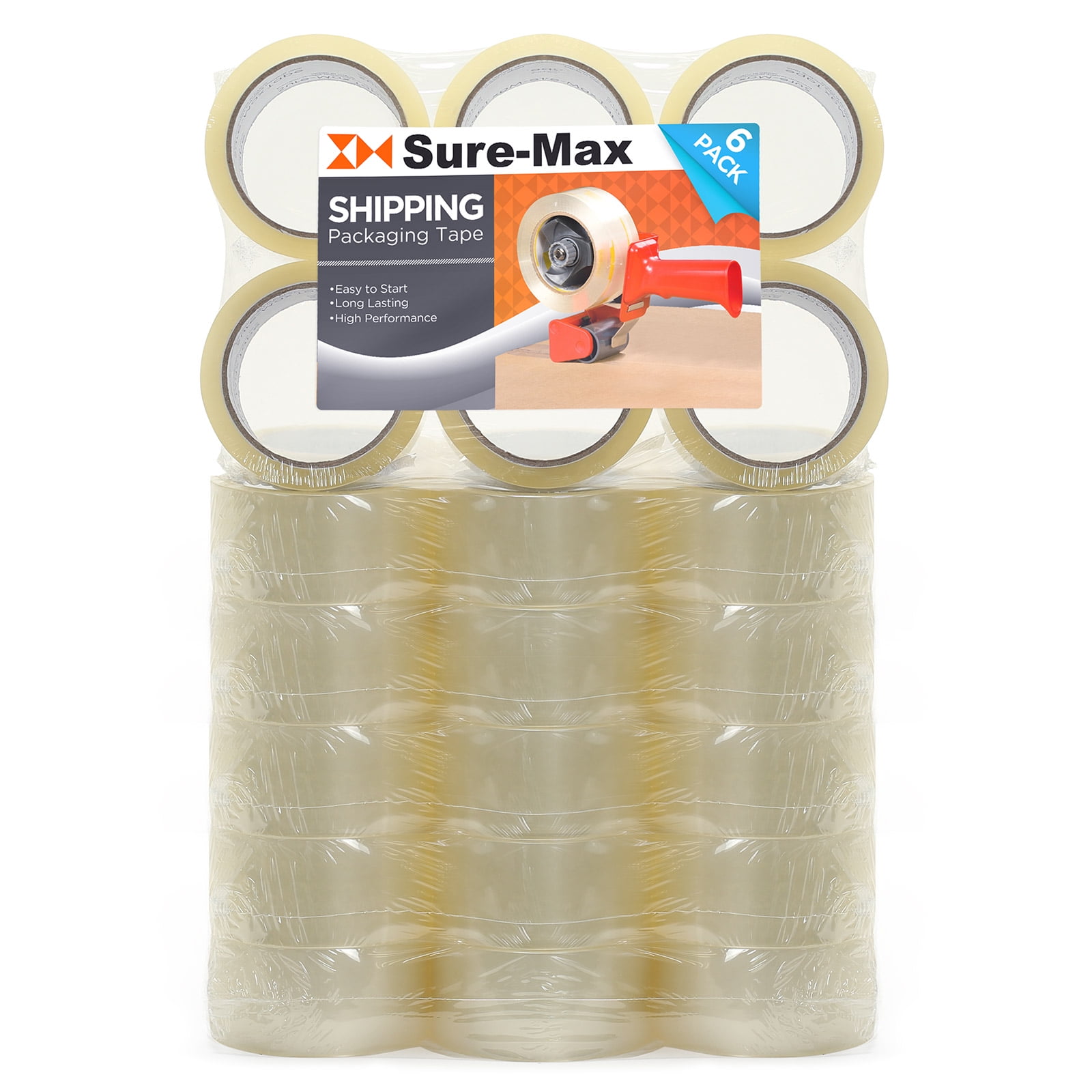 Sure-Max Premium Carton Packing Tape 2.0 mil 165 Feet (55 yards ...