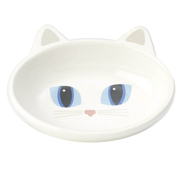 PetRageous Frisky Kitty 5.5 Inch 5.3 Ounce Oval Cat Saucer, White ...
