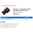 MAP Sensor - Compatible with 2000 - 2005 Chevy Impala 3.8L V6 2001 2002 ...