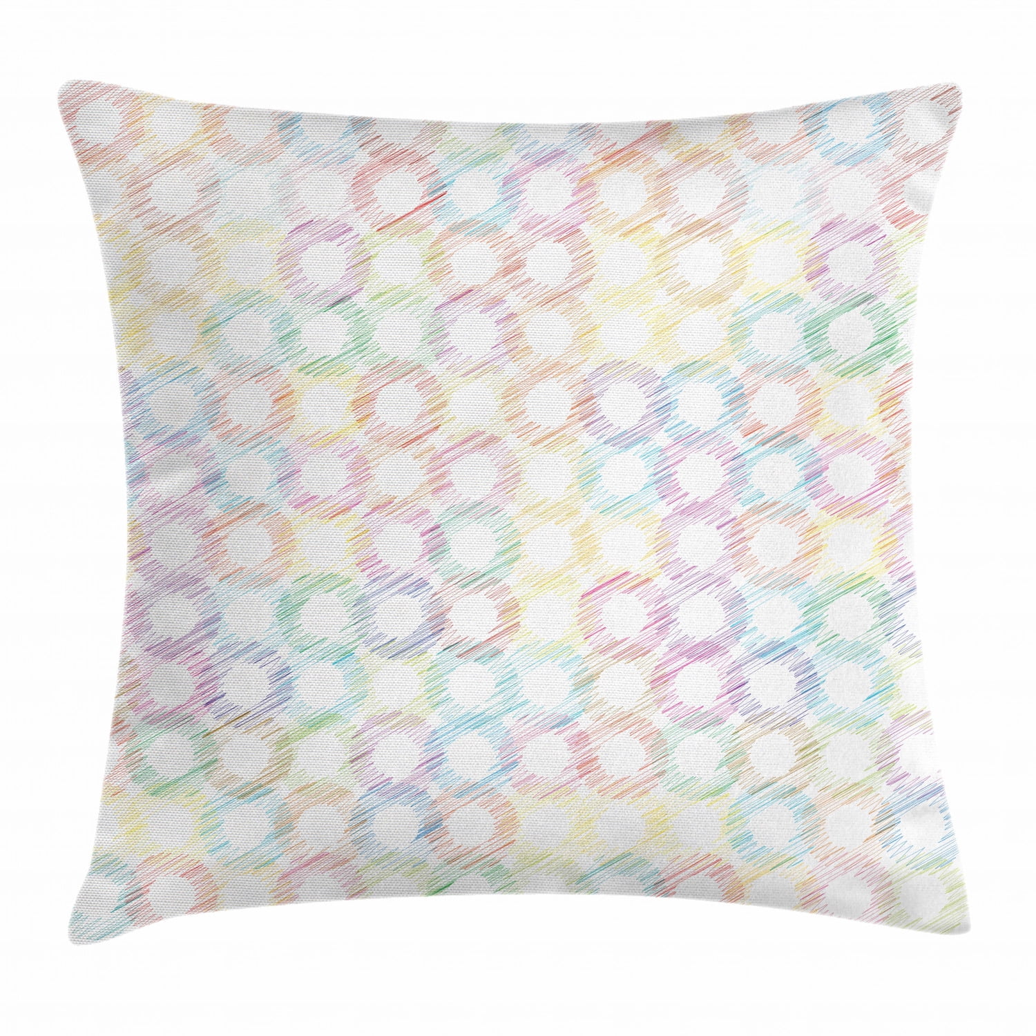 Abstract Throw Pillow Cushion Cover, Grunge Colorful Disc Shaped ...