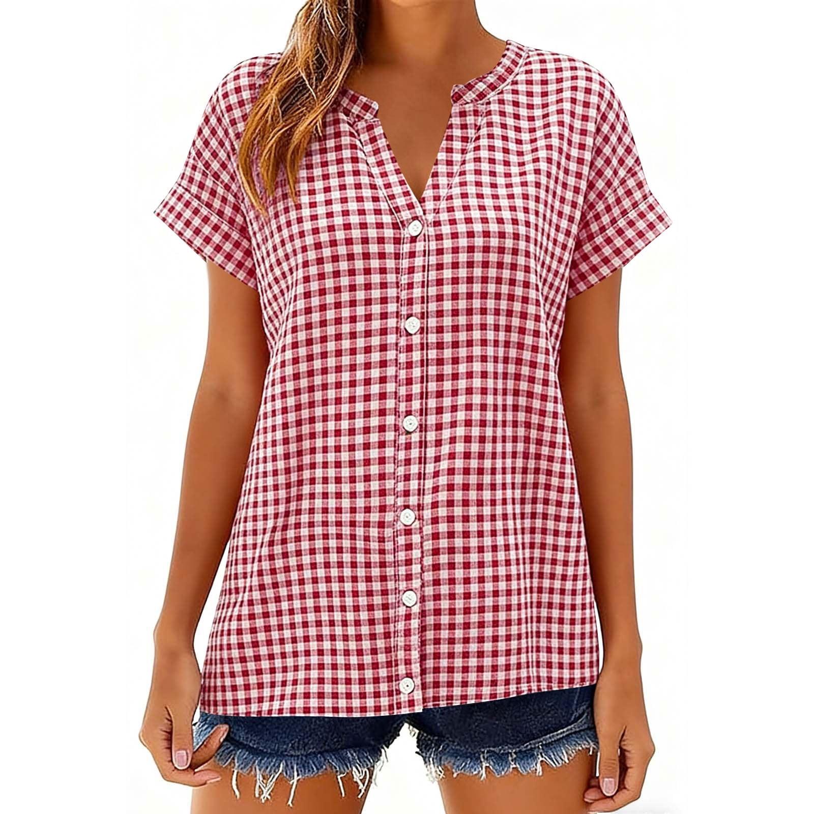 Click here for Nuoqisi Women Short Sleeve Button Down Shirt Y2k P... prices