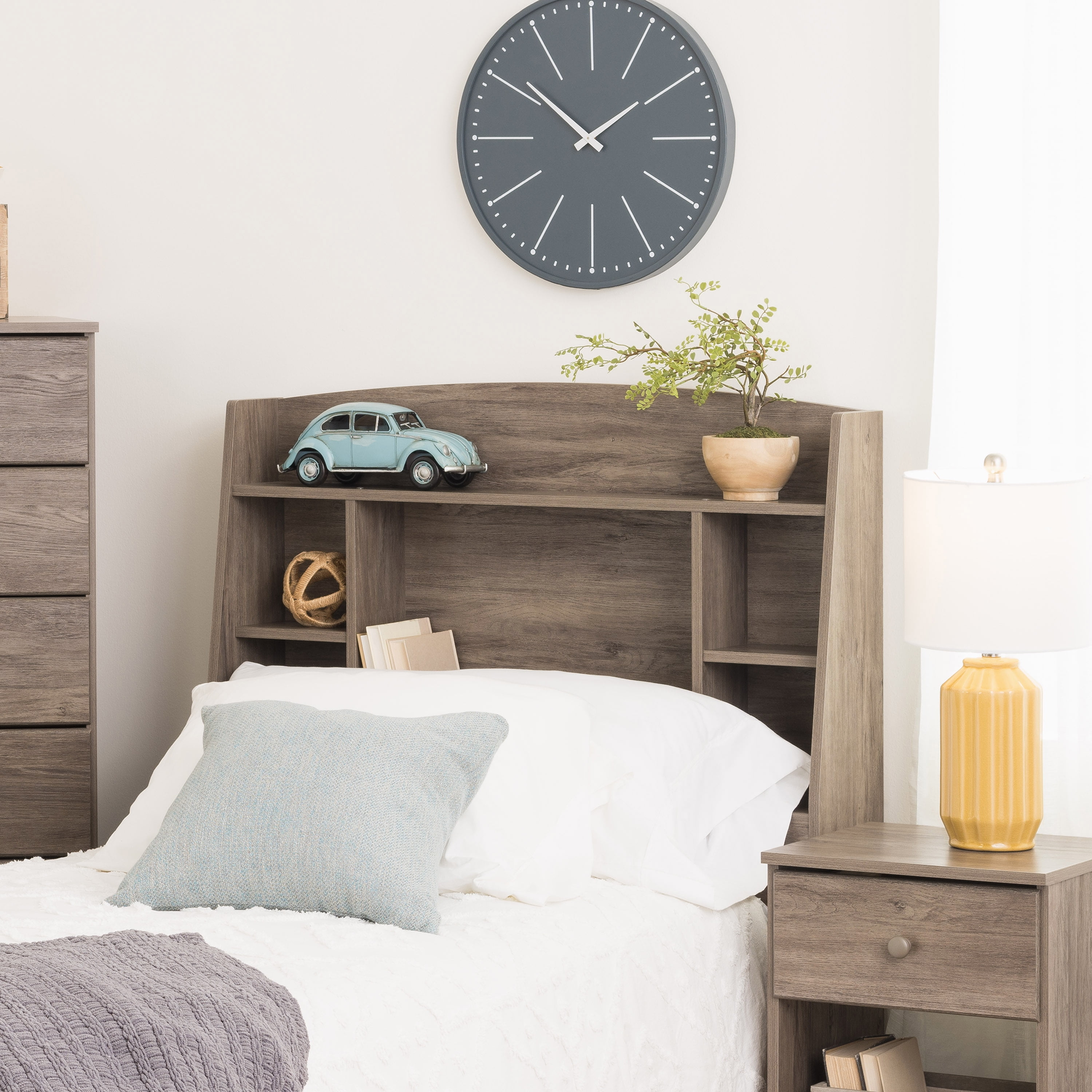 Prepac Astrid Twin Bookcase Headboard, Drifted Gray - Walmart.com