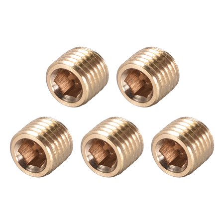 Brass Pipe Fitting - Hex Counter Sunk Plug 1/16NPT Male Socket Drive Countersunk Pipe Plugs 5 ...