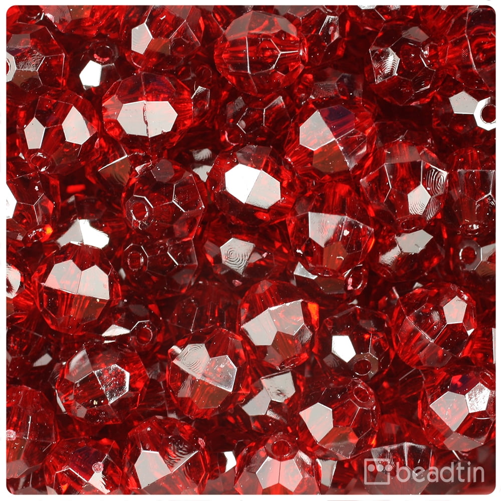 BeadTin Dark Ruby Transparent 12mm Faceted Round Craft Beads (180pcs ...