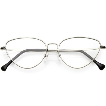 Classic Oversize Slim Metal Frame Clear Flat Lens Round Eyeglasses 56mm ...