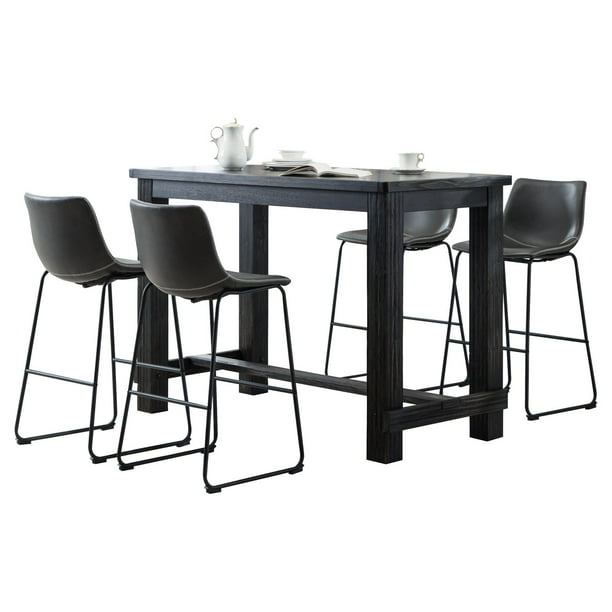 Roundhill Furniture Bronco 5 Piece Bar Height Dining Set - Walmart.com