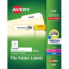 Avery File Folder Labels, 1/3 Cut, 2/3