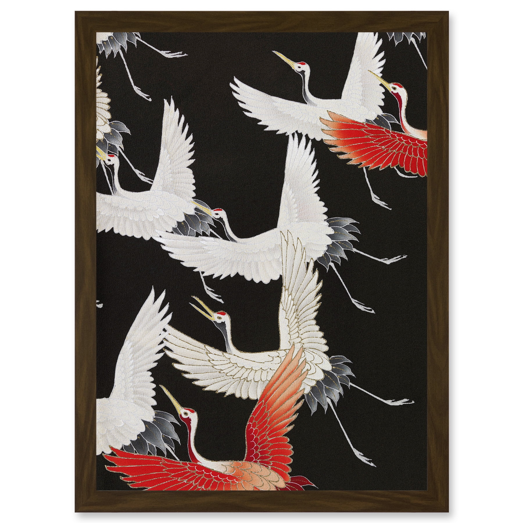 Japanese Crane Kimono Pattern Artwork Framed Wall Art Print A4 ...