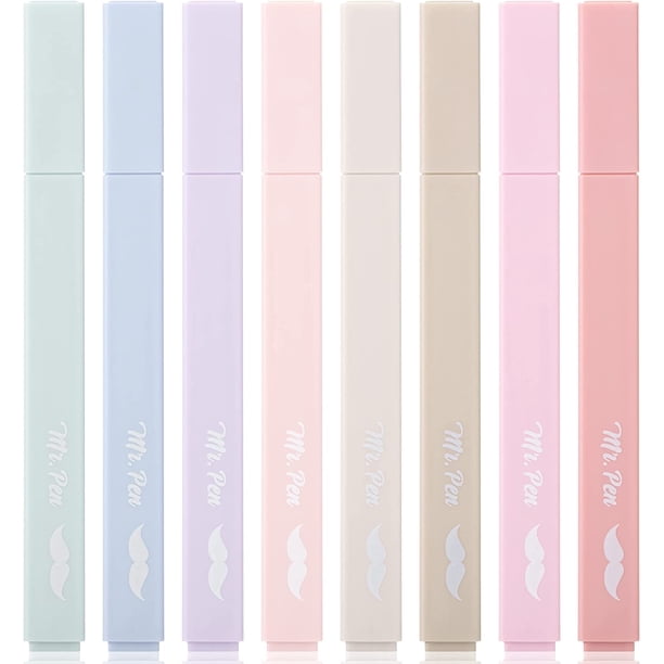 Mr. Pen- Aesthetic Highlighters, 8 Pcs, Chisel Tip, Muted Pastel Color ...