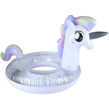 Lumana Giant Inflatable Unicorn Pool Float with Glitter Inside, Fun ...