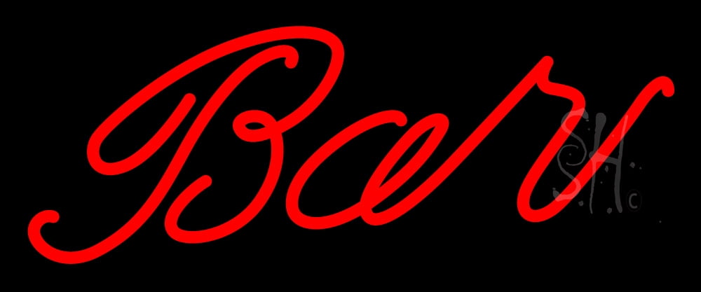 Cursive Red Bar LED Neon Sign 10 x 24 - inches, Clear Edge Cut Acrylic ...