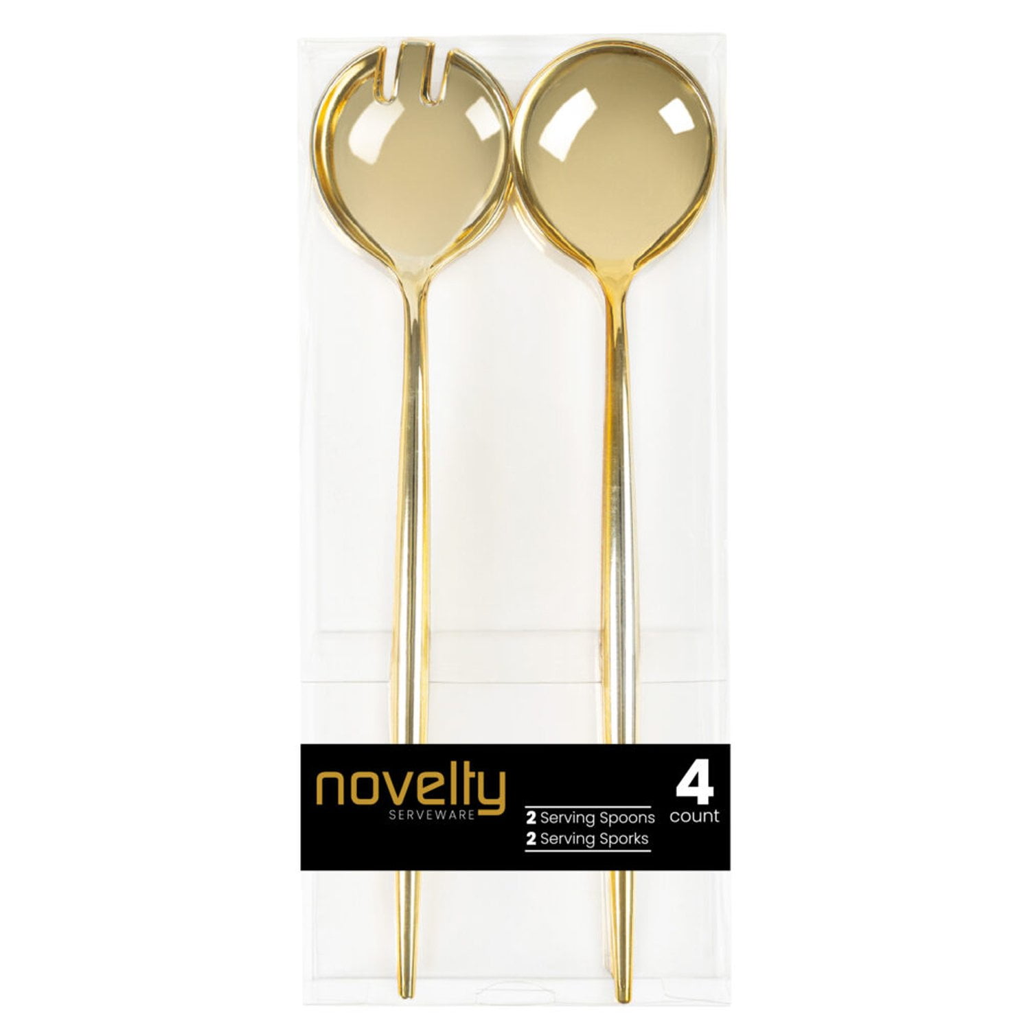 12 Piece Set of Novelty Serving Spoon & Spork Gold for Dinner Parties ...