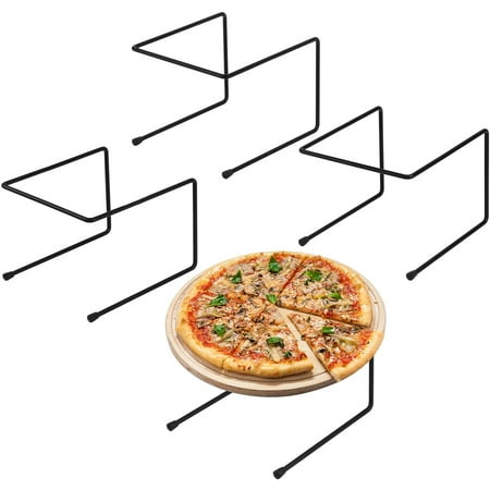 Set of 4 Black Metal Pizza Pan Riser Stands, Tabletop Food Platter Tray ...
