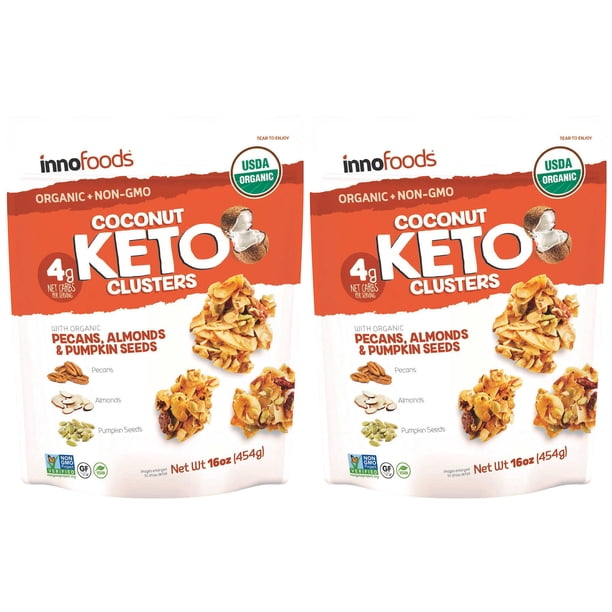 2 PACK | Innofoods Organic Coconut Keto Clusters, 16 oz - Walmart.com ...