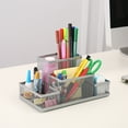 Mesh Desk Organizer Desktop Pen Holder 4 Compartments Metal Stationary ...