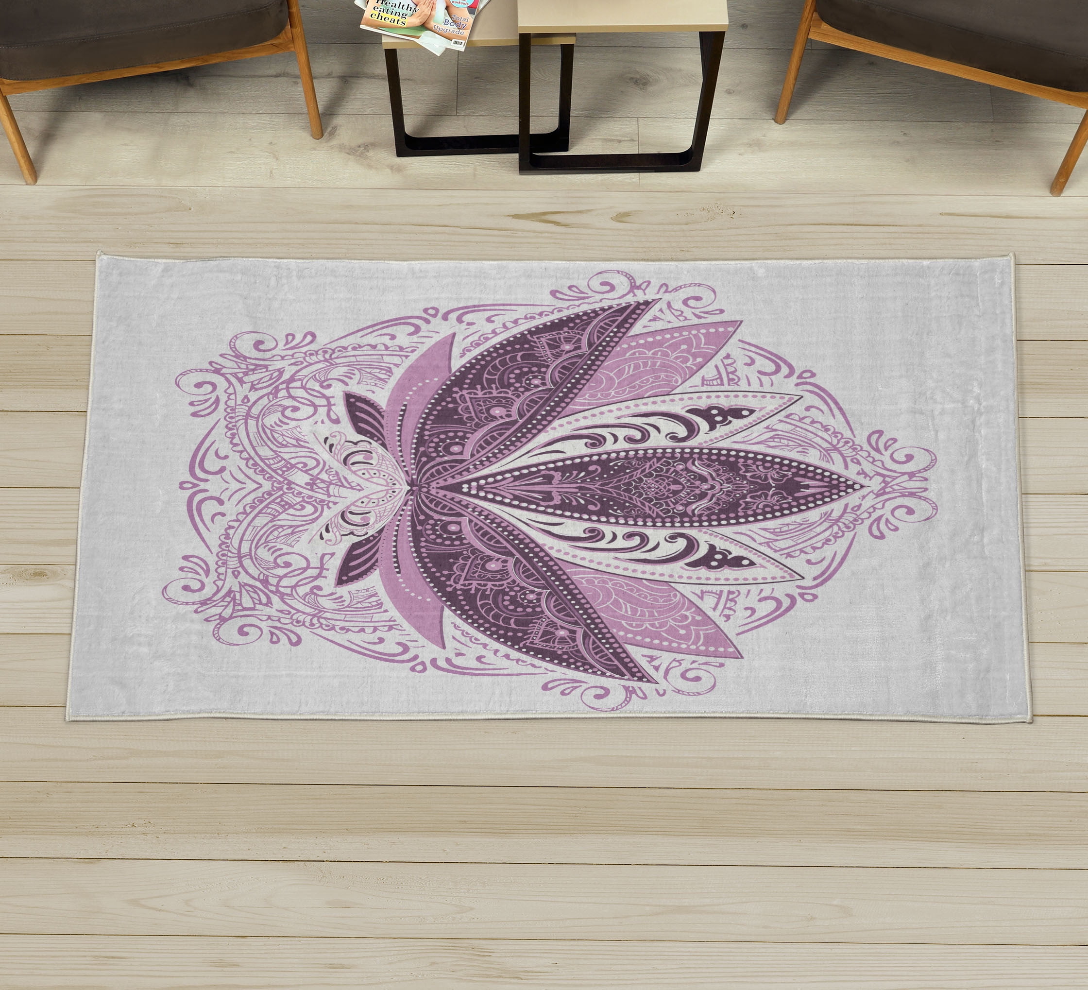 Lotus Decorative Rug, Flower Bloom Ornaments Exotic Petals Oriental ...