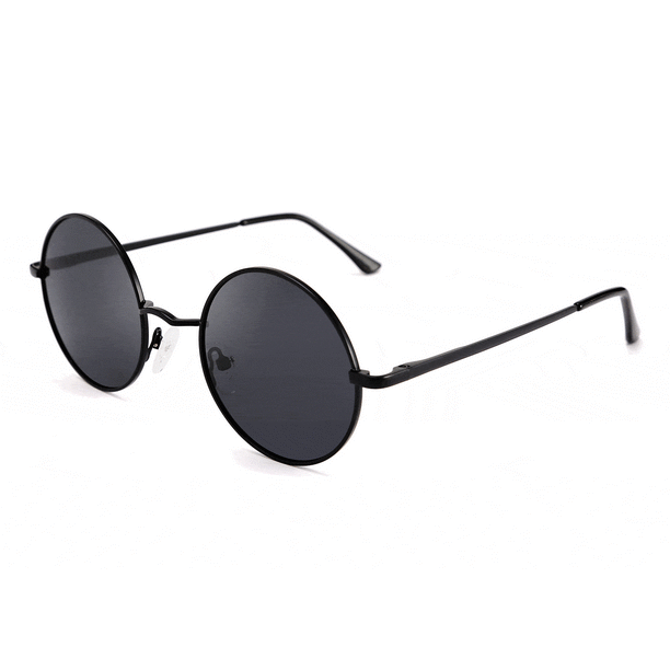 Feisedy Retro Round Polarized Sunglasses Women Men Spring Hinge Metal
