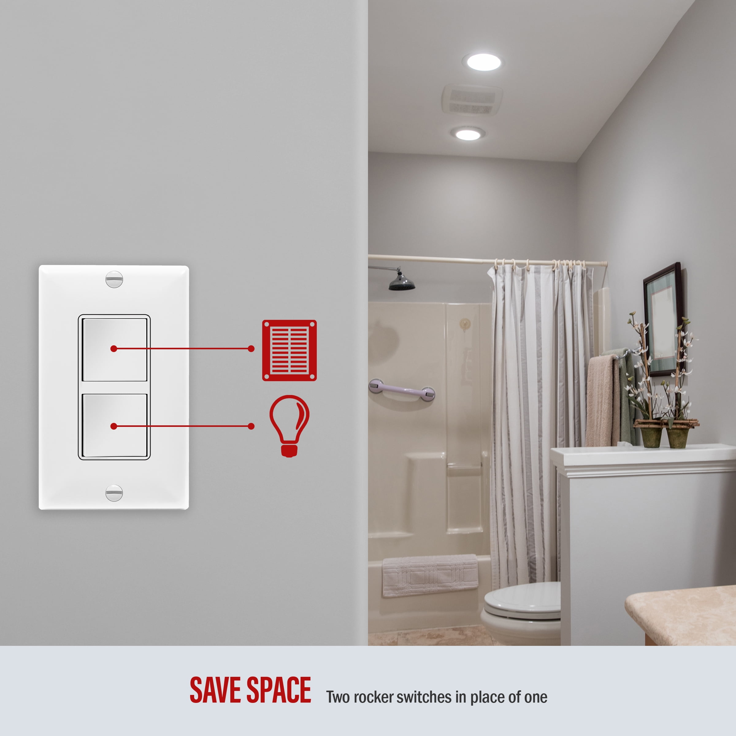 ENERLITES Double Paddle Rocker Switch, Single Pole, 15A, 120-277VAC ...