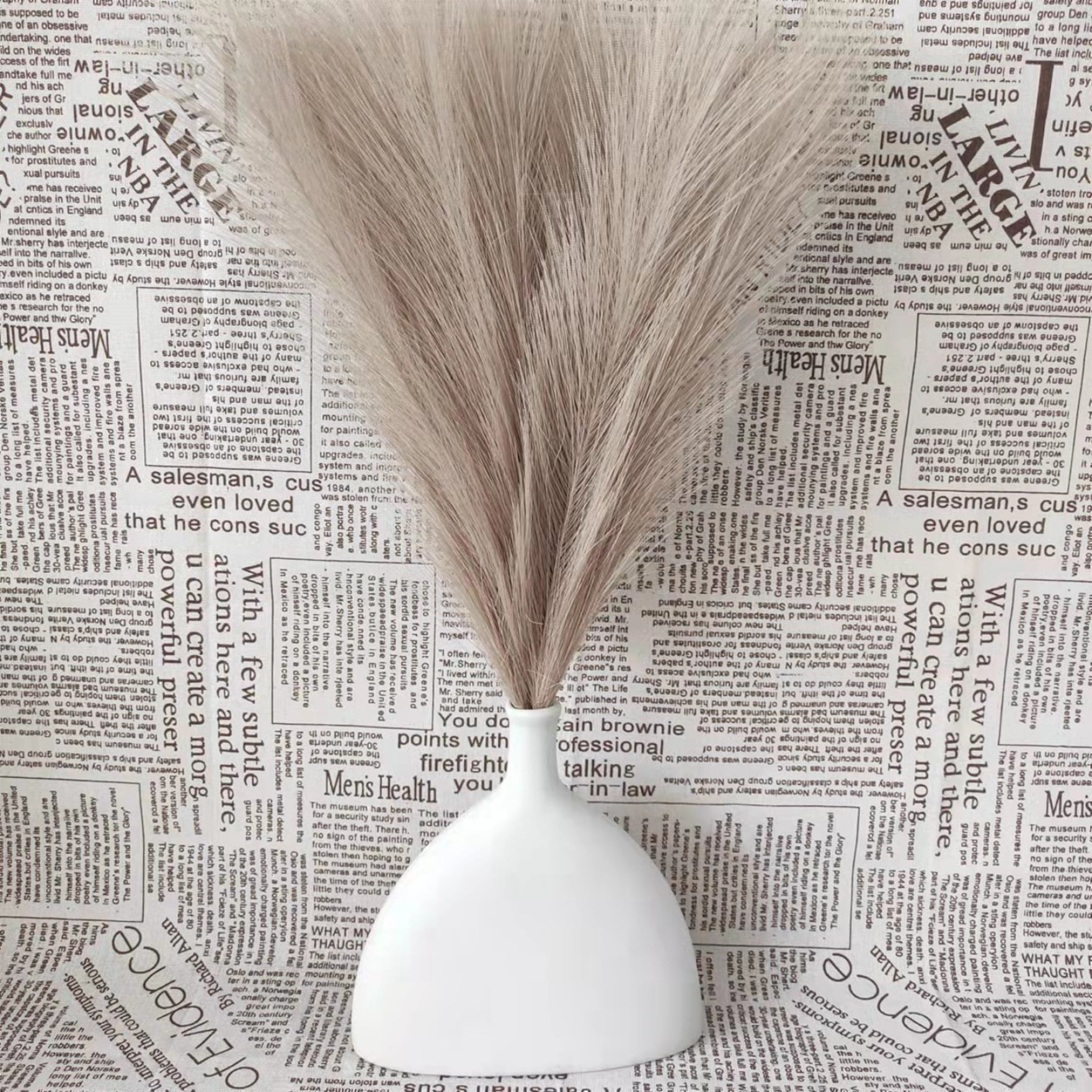 ZEEQJ Faux Pampas Grass Fluffy Artificial Fake Plants Bulrush Reed Vase ...