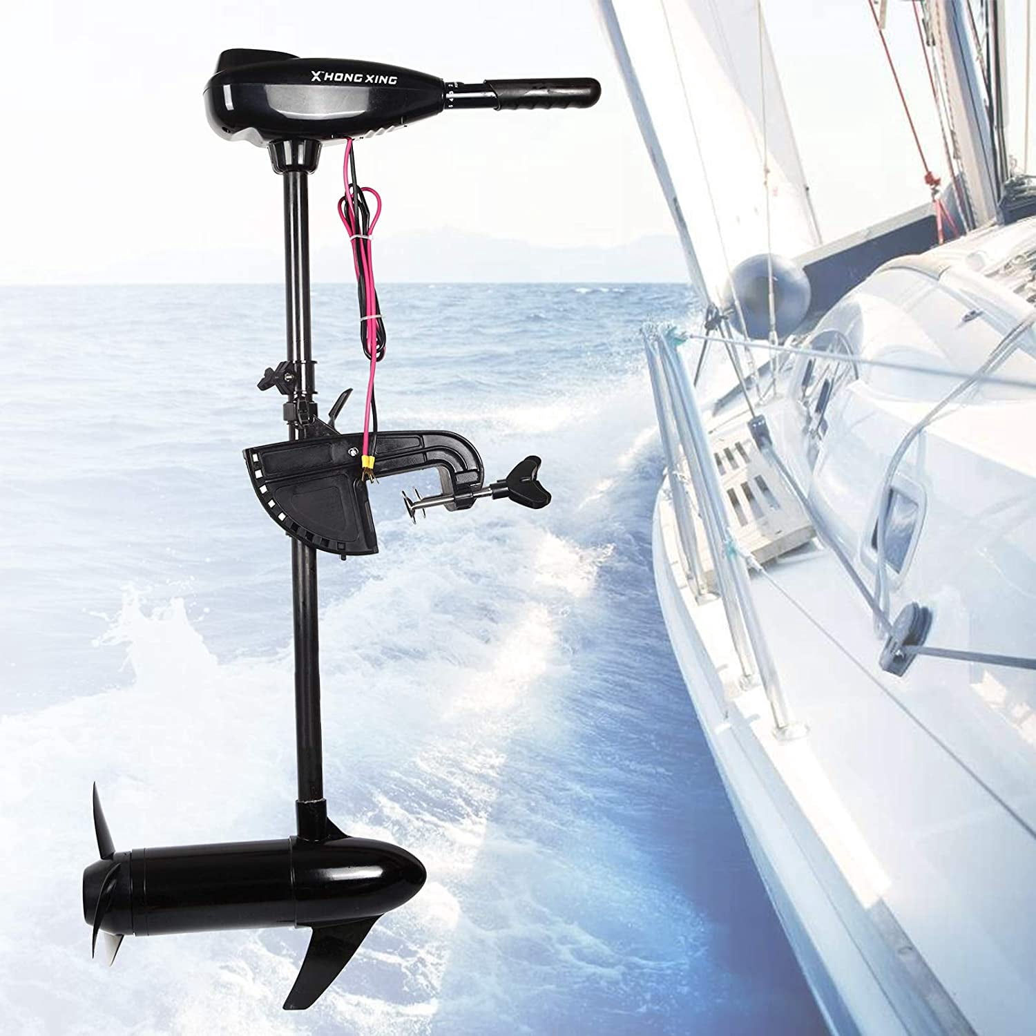Miumaeov 24V 1.6HP Electric Outboard Motor Marine Fishing Boat Kayak ...