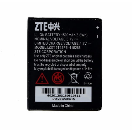 ZTE Rechargeable 1500mAh OEM Battery (Li3715T42P3H415266) Avail Z990 ...