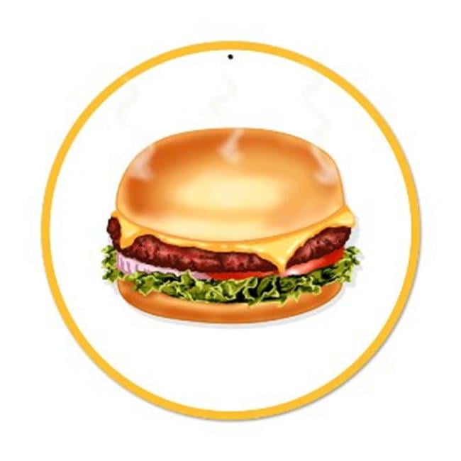 Hamburger Food And Drink Round Metal Sign - Walmart.com