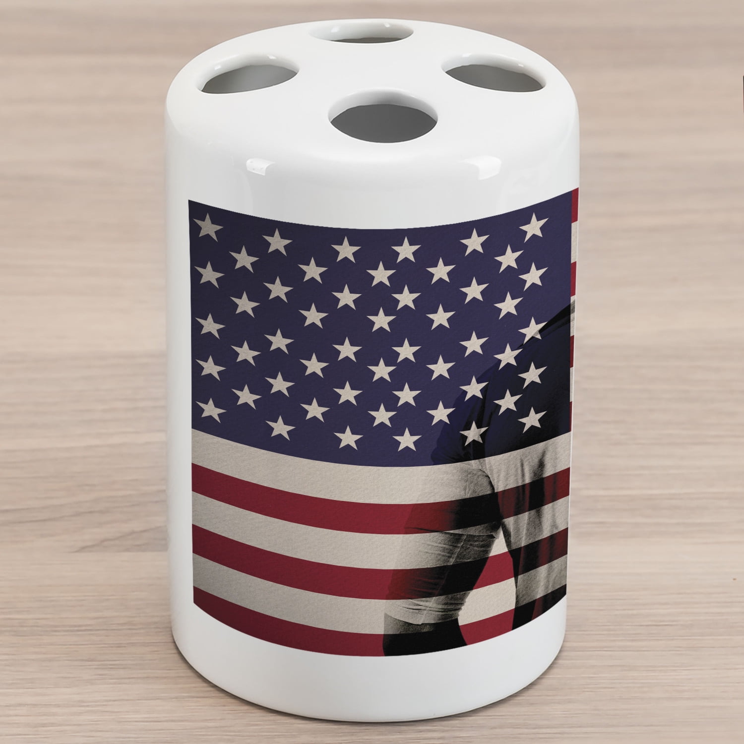 Soccer Ceramic Toothbrush Holder, Composite Double Exposure Image of a ...