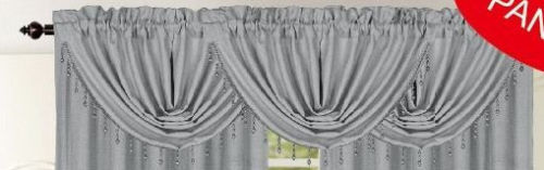 Leah Textured Waterfall Valance, Rod Pocket Top, Silver, Each Valance ...