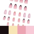 Soft Pink Polka Dot Color-Blocked Tip Press on Nails, Medium Almond ...