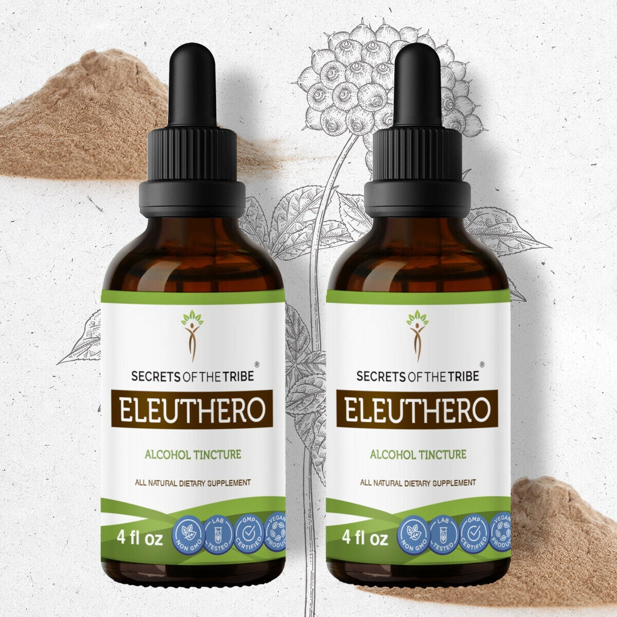 Eleuthero Tincture Alcohol Extract, Organic Eleuthero Eleutherococcus ...