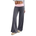 Fold Over Yoga Pants For Women Low Rise Straight Wide Leg Sweatpants ...
