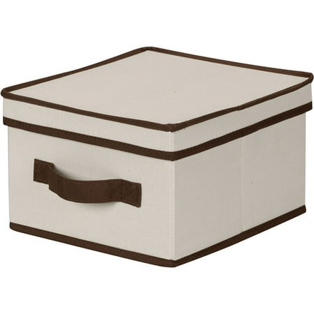 Household Essentials Medium Canvas Storage Box with Brown Trim ...