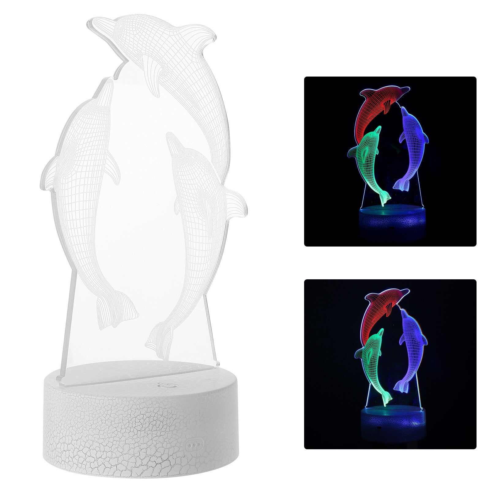 Dolphins Shape Touching Night Light 3D Effect Visual Light Touch ...