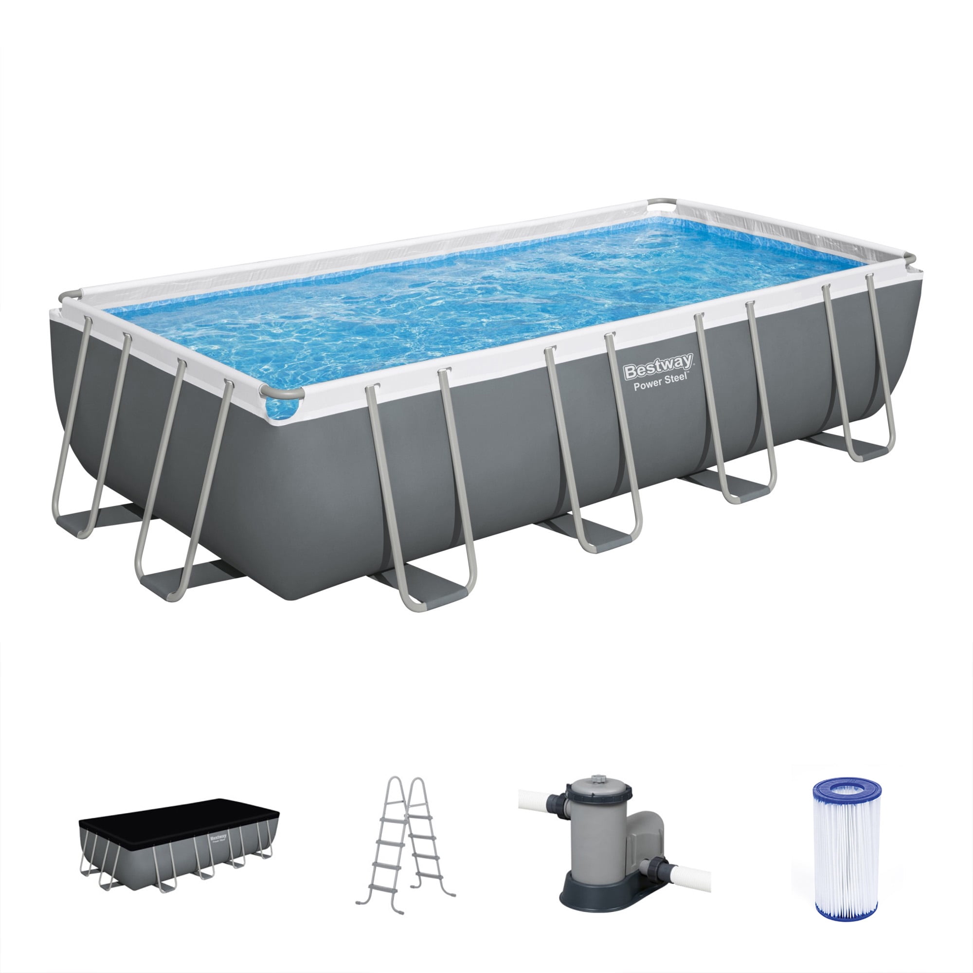 Open Box Bestway Power Steel 18'x9'x48" Rectangular Above Ground ...