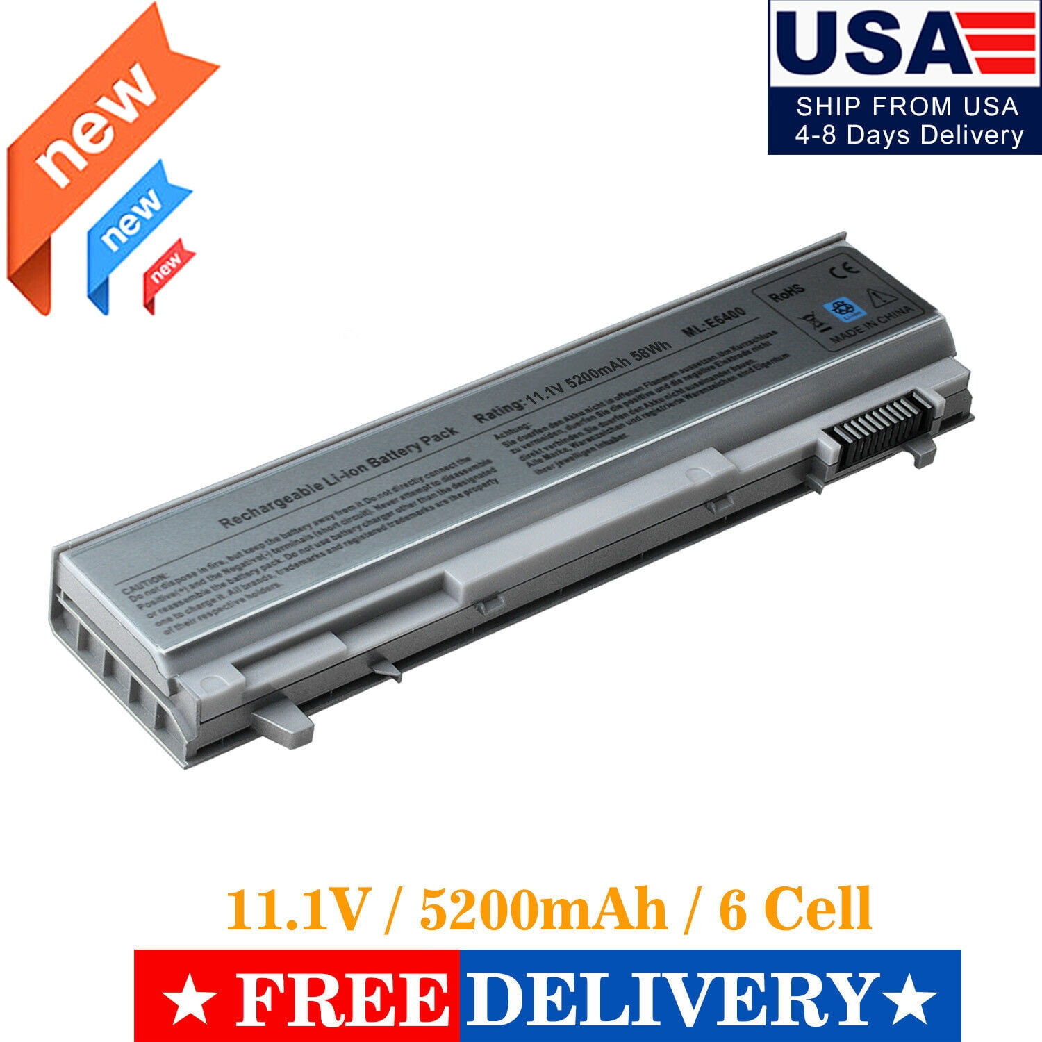 Battery For Dell Latitude E6400 E6410 E6500 E6510 Precision M2400 M4400 ...