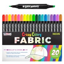 Zenacolor Dual Tip Fabric Markers, Permanent, Fine & Chisel Point, 20 ...